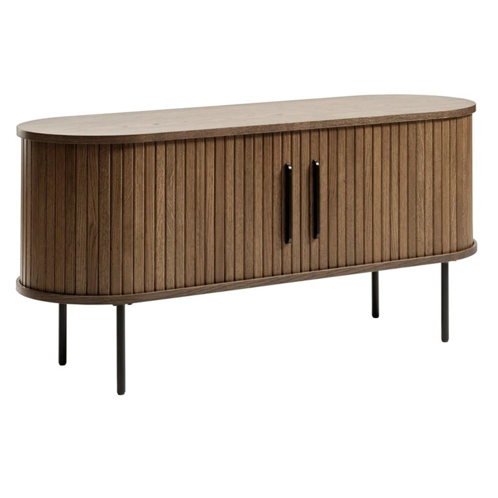 Unique Furniture Modern Sliding Door TV Lowboard in Smoked Oak ...