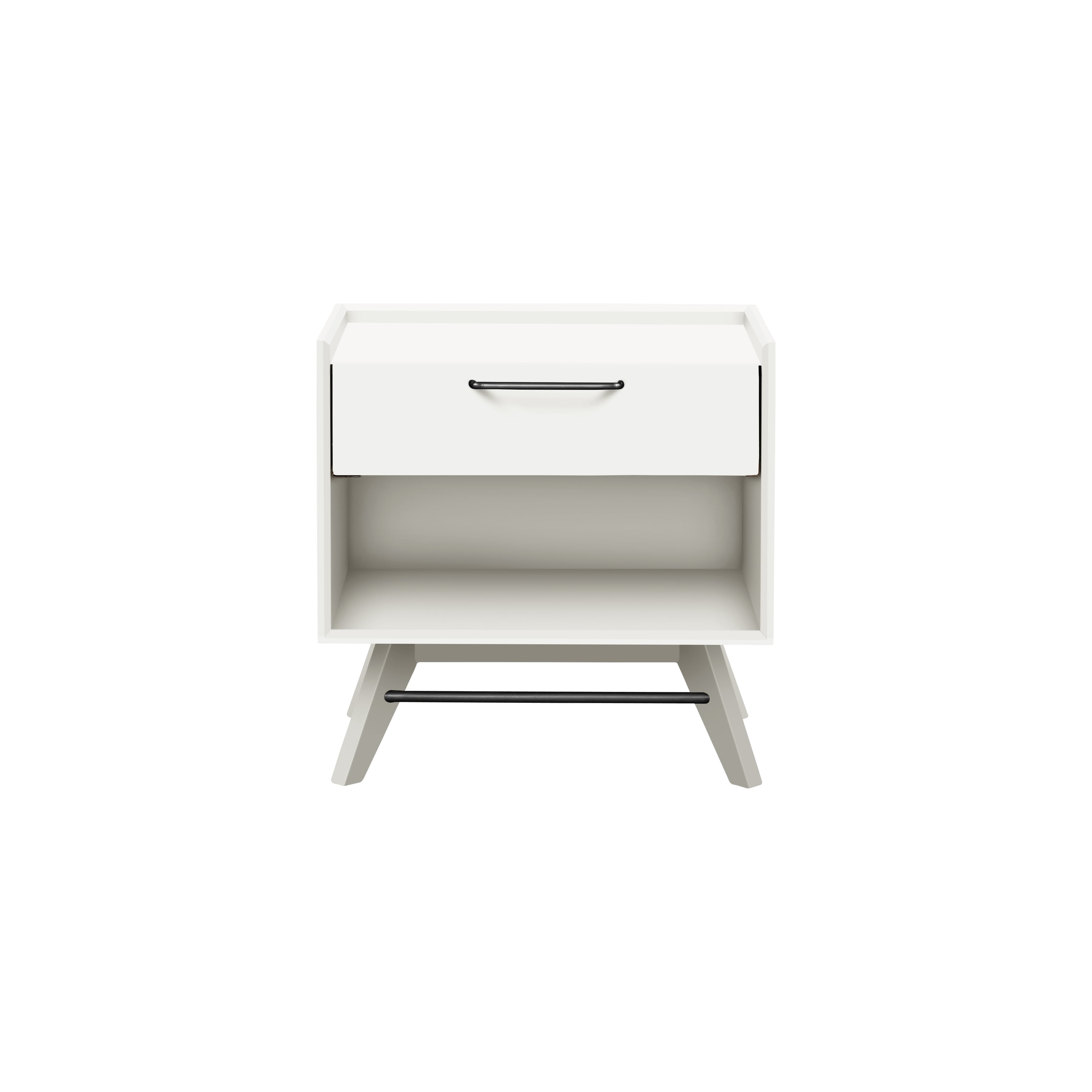 Unique Furniture Rainier Acacia Wood 1-Drawer Nightstand in White ...