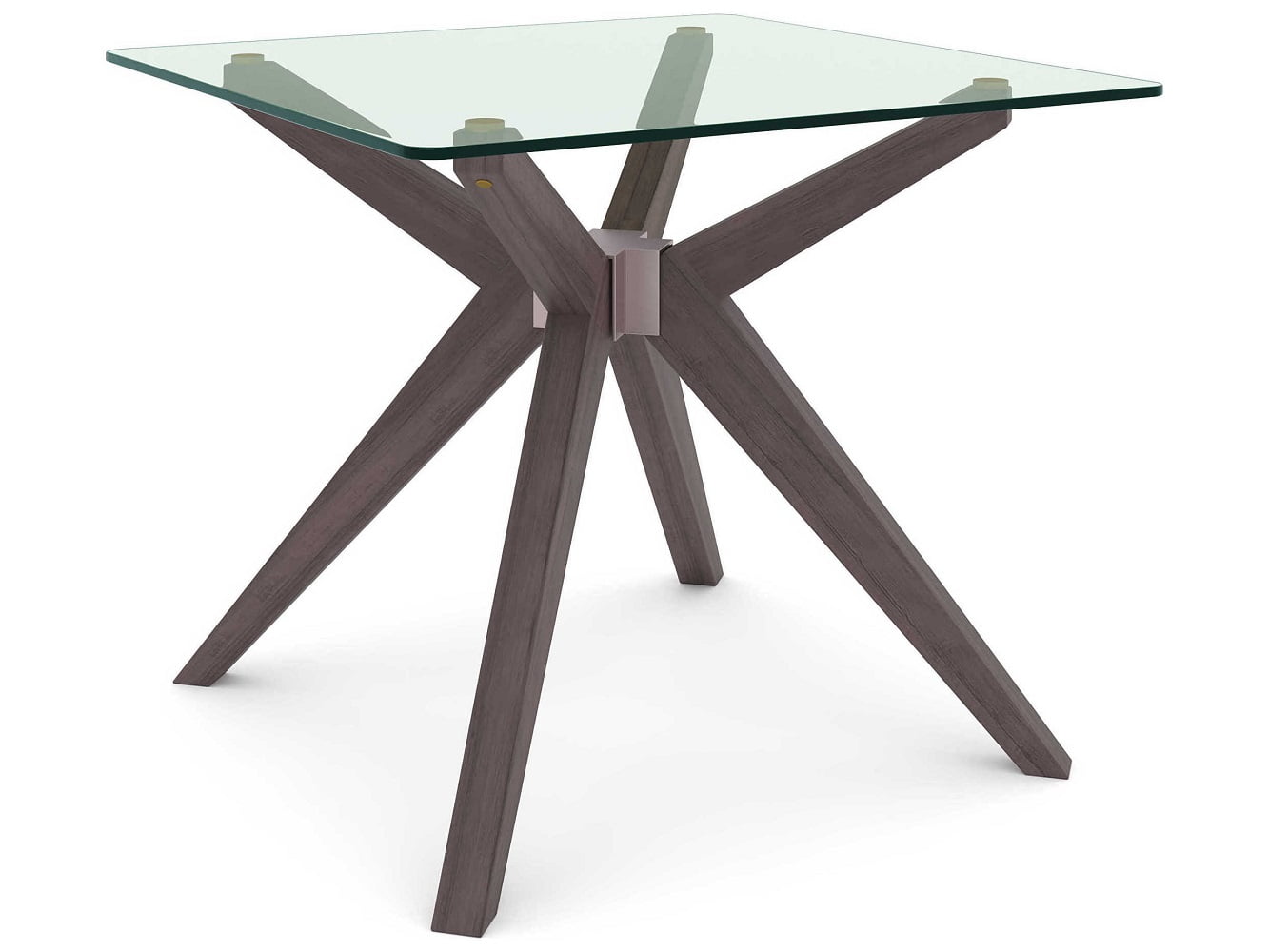 Unique Furniture Rainier Contemporary Square Glass End Table in Gray ...