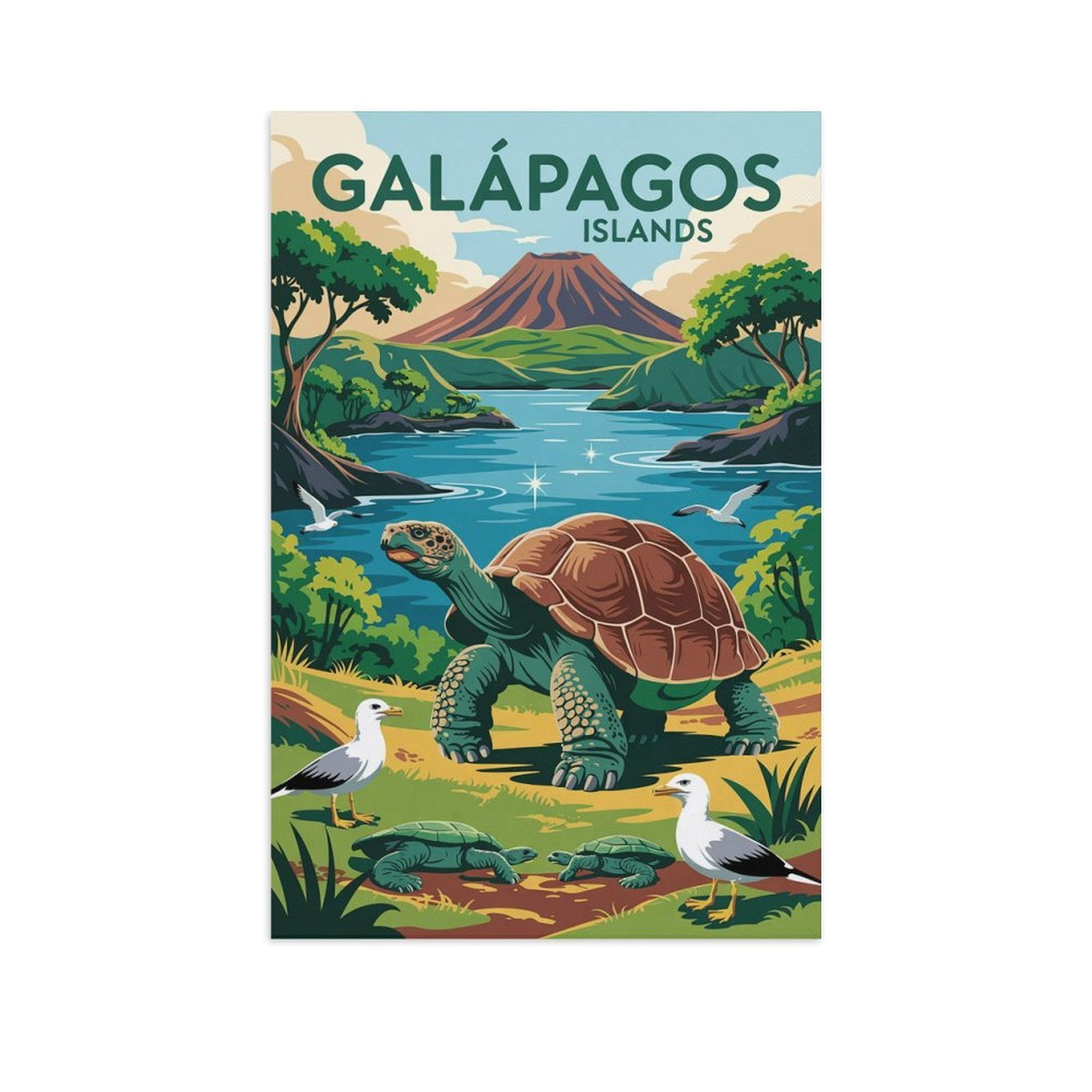 Unique Galápagos Classic Poster Retro Ecuador Cityscape with Exotic ...