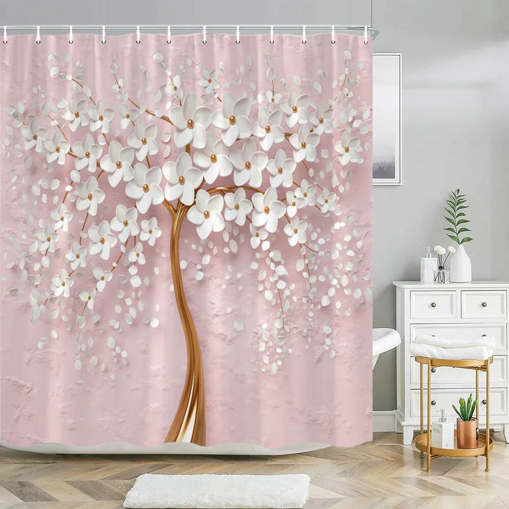 Unique Geometric Pattern Washable Bathroom Curtains 3D Printing Fashion ...