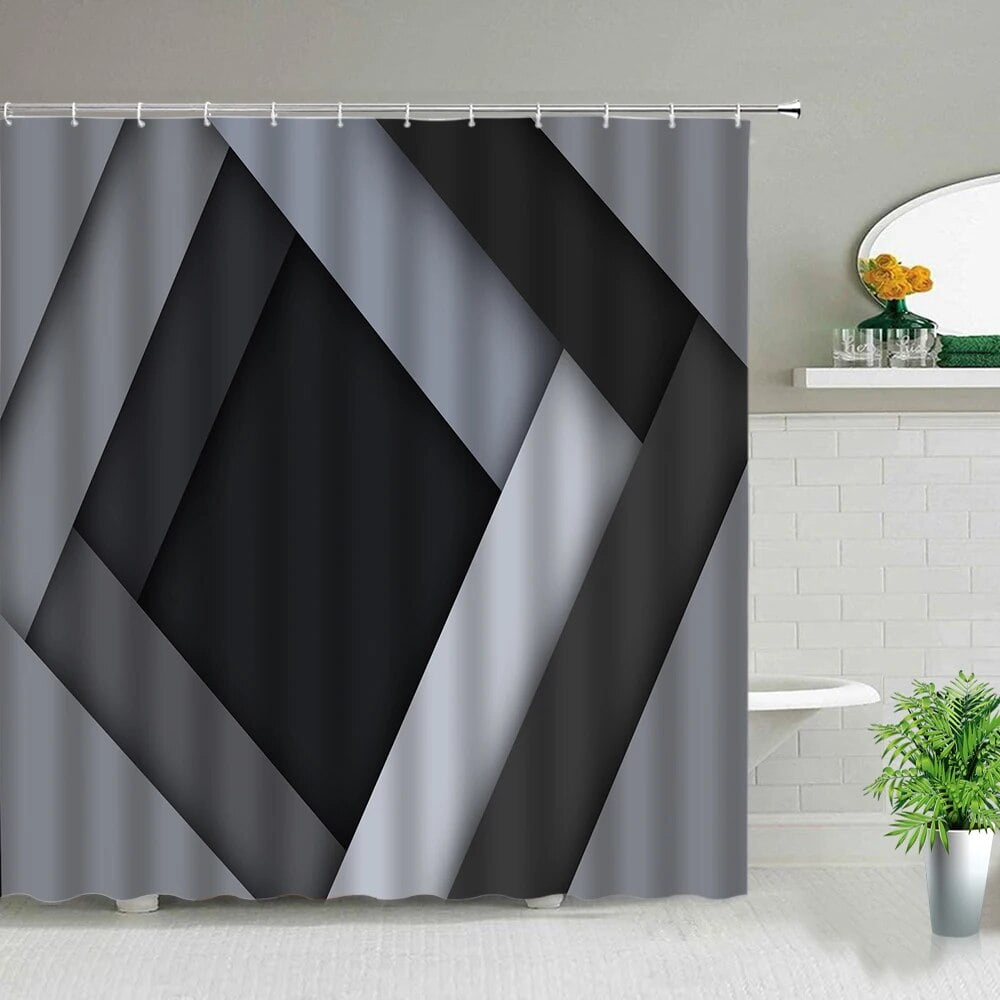 Unique Geometric Pattern Washable Bathroom Curtains 3D Printing Fashion ...