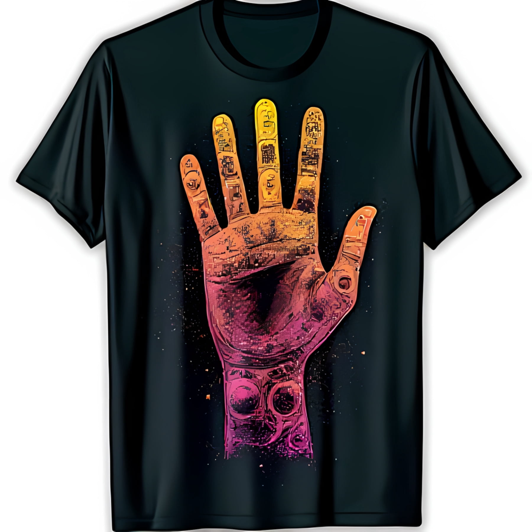 Unique Gradient Handprint Graphic Black T-Shirt Texture Design ...