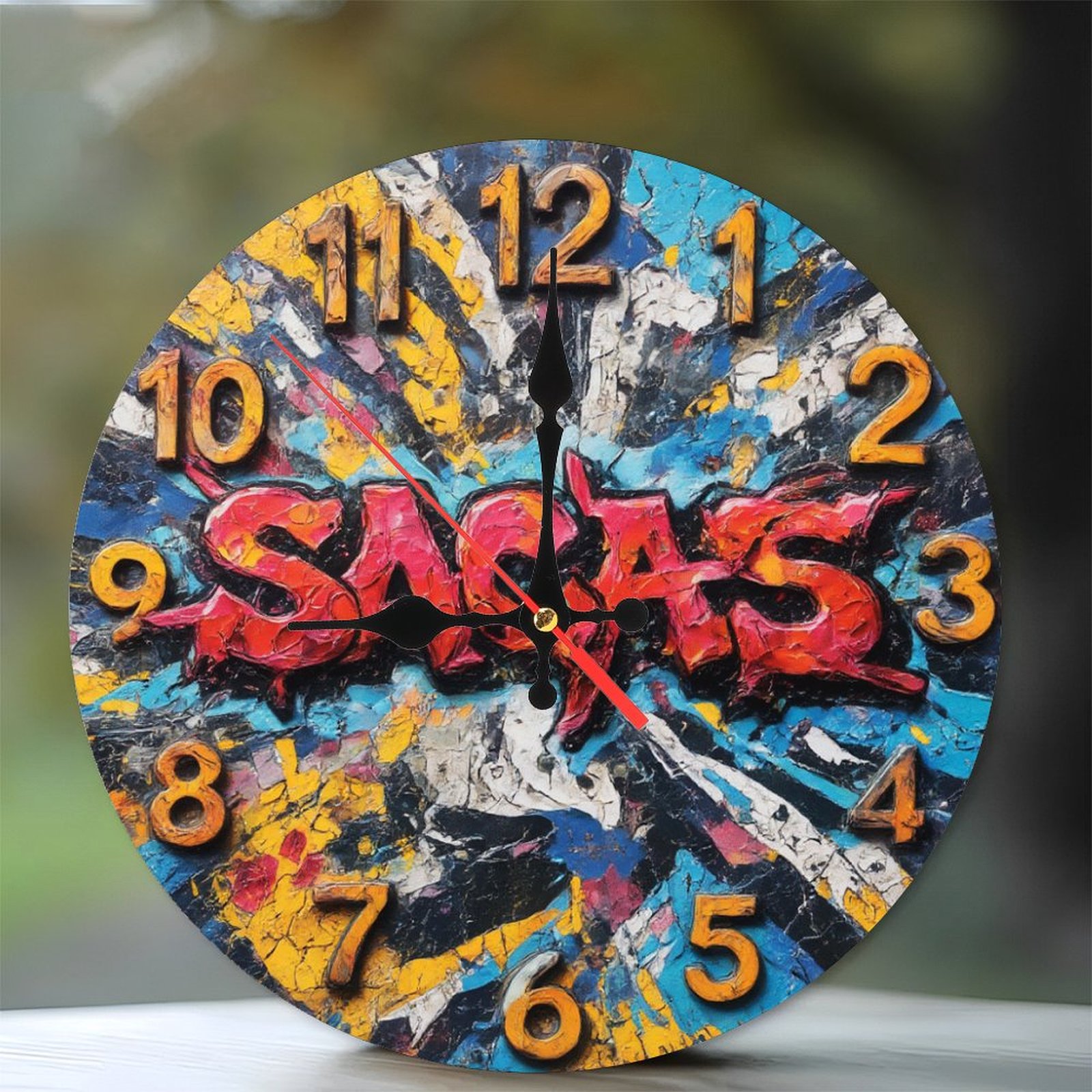 Unique Graffiti Art Wall Clock Sacas Style Home Decor 10-Inch Silent ...