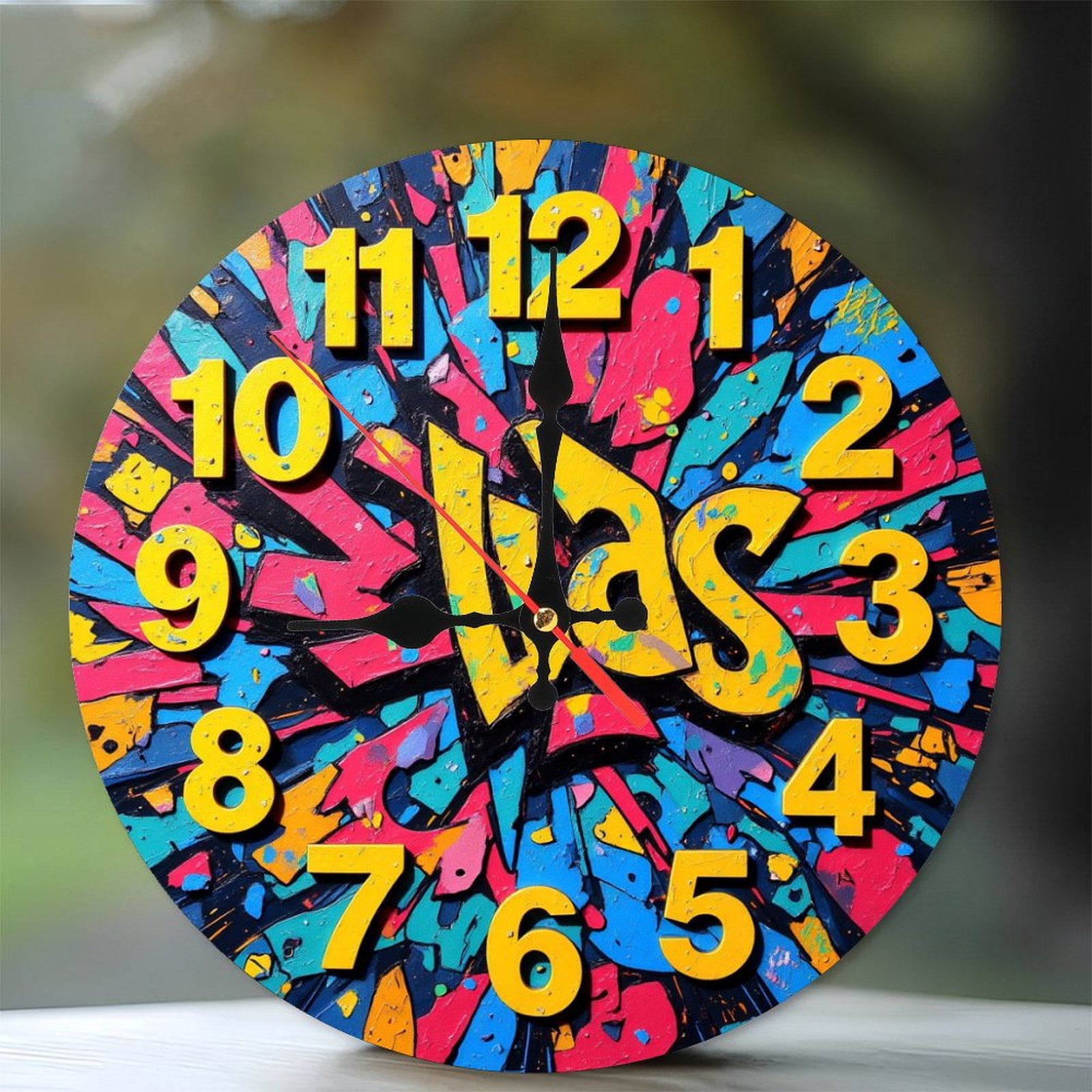 Unique Graffiti Style Wall Clock Colorful Abstract Art 10-Inch Silent ...