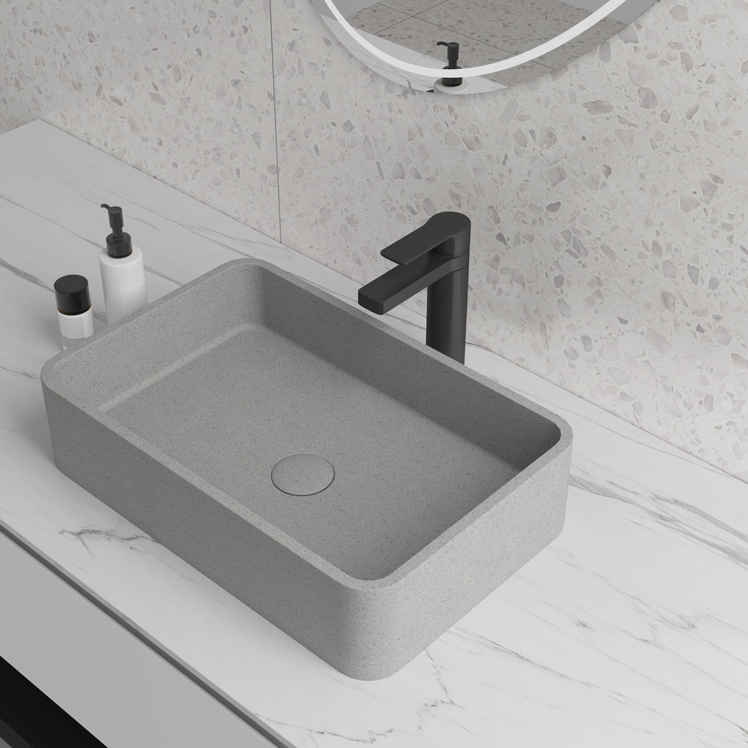 Unique Handmade Grey Modern Rectangle Concrete Vessel Sink with ...
