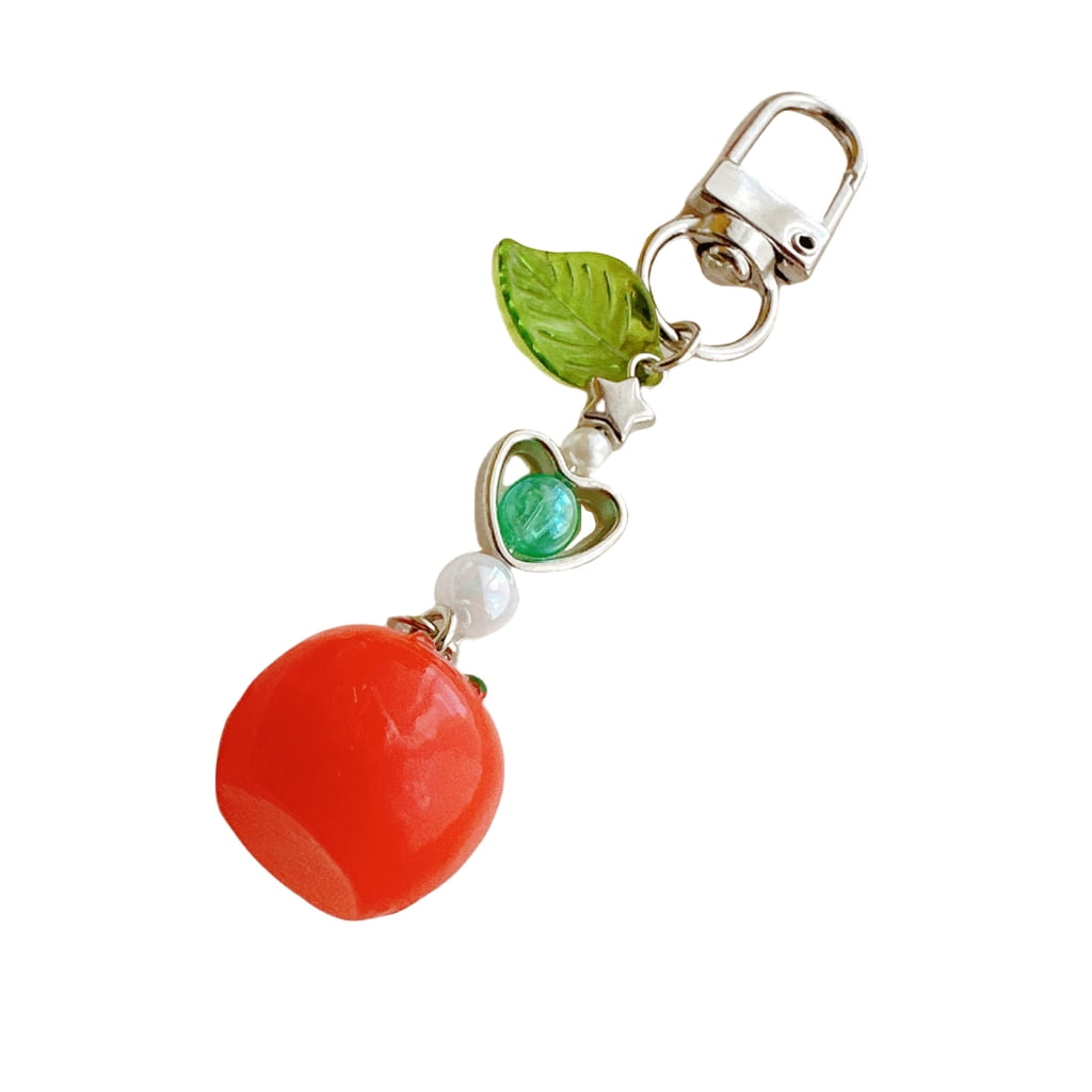 Unique Handmade Tomato Keychain Charm Pendant with Leaf Detail Portable ...