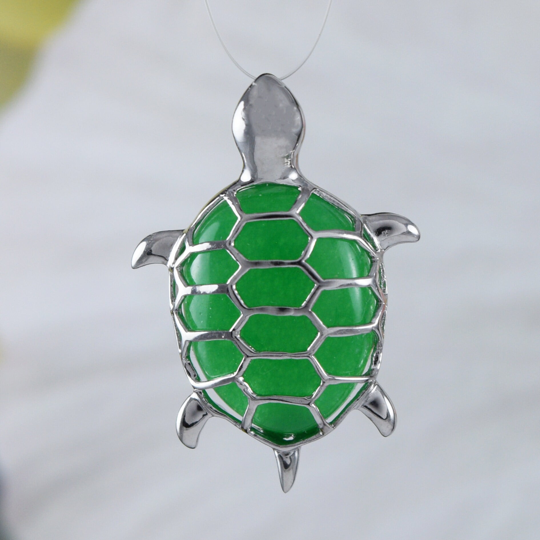 Unique Hawaiian Genuine Green Jade Sea Turtle Necklace, Sterling Silver ...