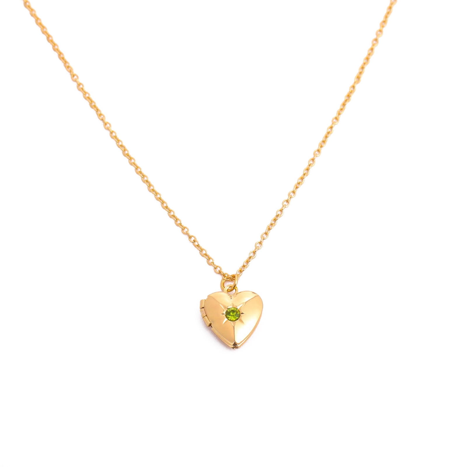 Unique Heart Photo Locket Metallic Birthstone Heart Locket Necklace ...