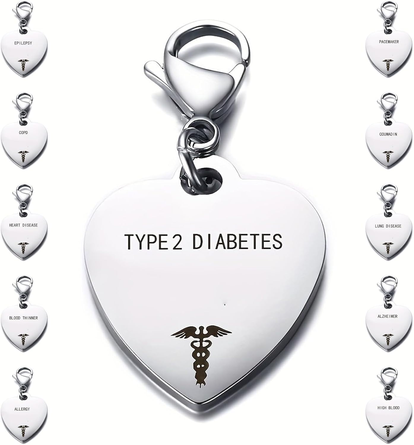 Unique Heart-Shaped Medical ID Pendant Keyring, Emergency ...