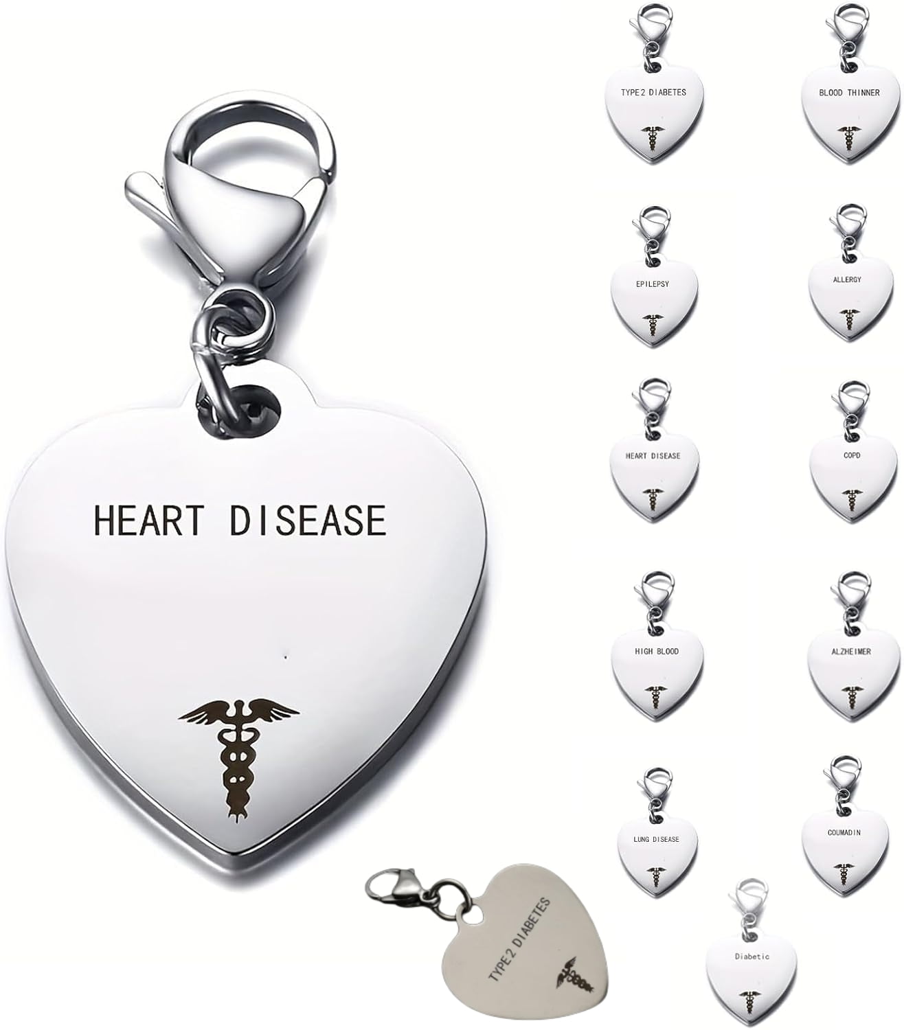 Unique Heart-Shaped Medical ID Pendant Keyring,art Shape Emergency ...