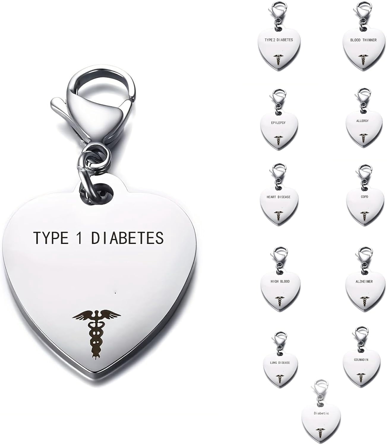 Unique Heart-Shaped Medical ID Pendant Keyring,art Shape Emergency ...