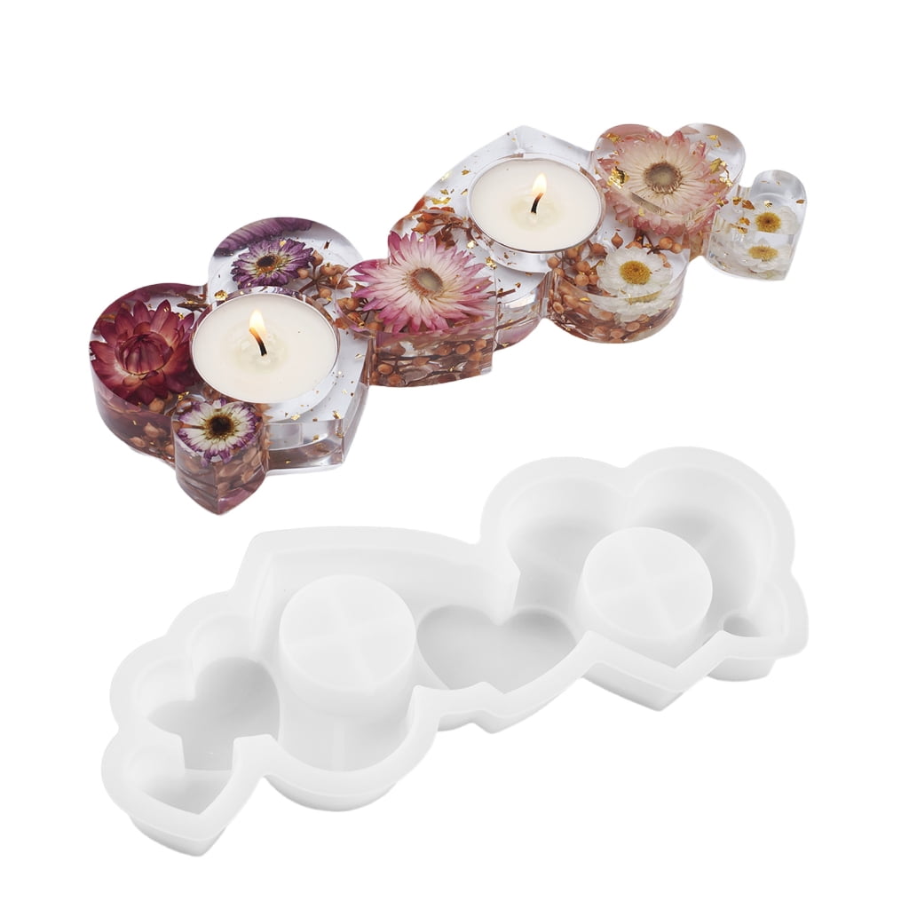 Unique Holders Crafting Mould Multi Purpose Resin Double Hole Heart ...