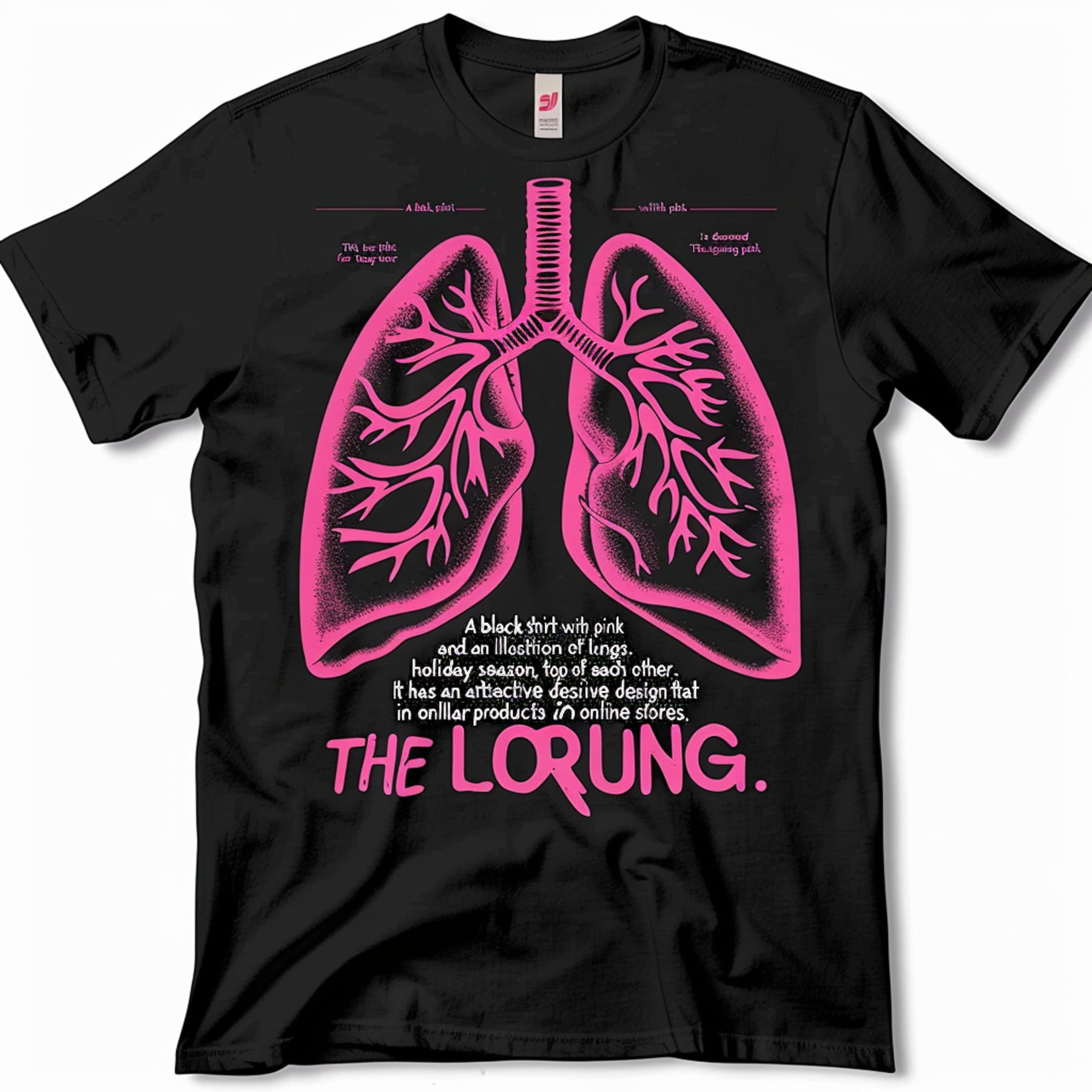 Unique Holiday Season Black T Shirt with Pink 'THE LRUNG ' Text and ...