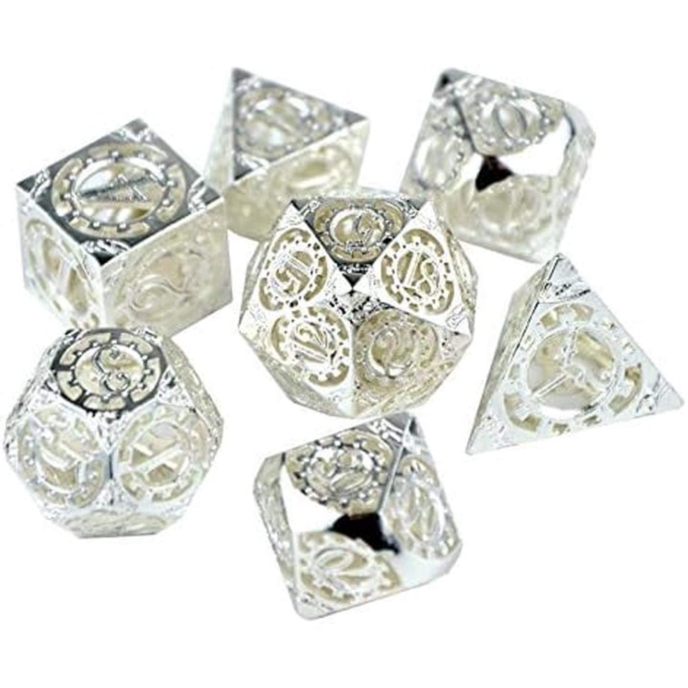 Hollow Metal Dice, DND Polyhedral RPG Dice Set, Bright Silver - Walmart.com
