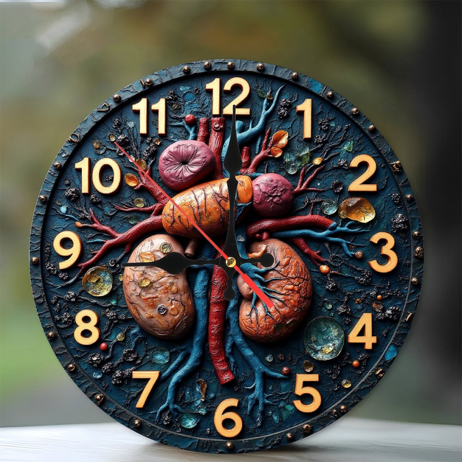 Unique Human Organs Clock Wall Art Decor 10-Inch Silent Wooden Wall ...