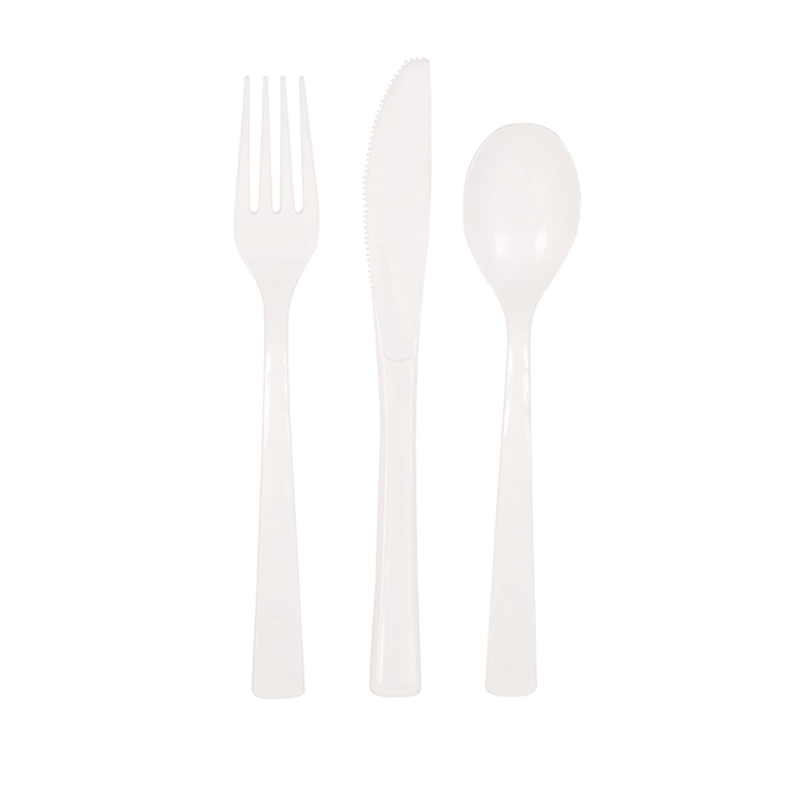 Unique Industries 39482 NEW White Plastic Silverware Set for 6 Guests ...