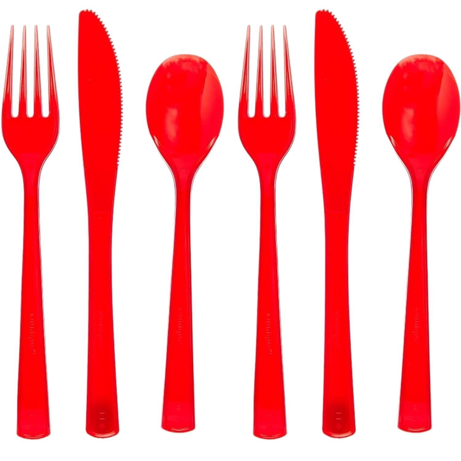 Unique Industries 39484 NEW Ruby Red Plastic Silverware Set for 6 ...