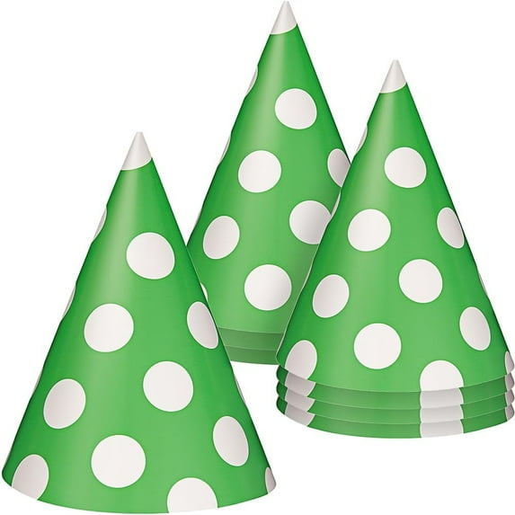 Unique Industries, Polka Dot Birthday Party Hats, 8ct, Lime Green ...