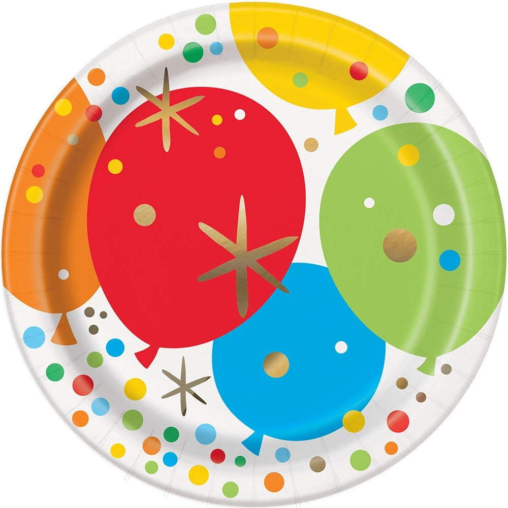 Unique Industries Assorted Colors Round Paper Party Supply Sets, (8 ...