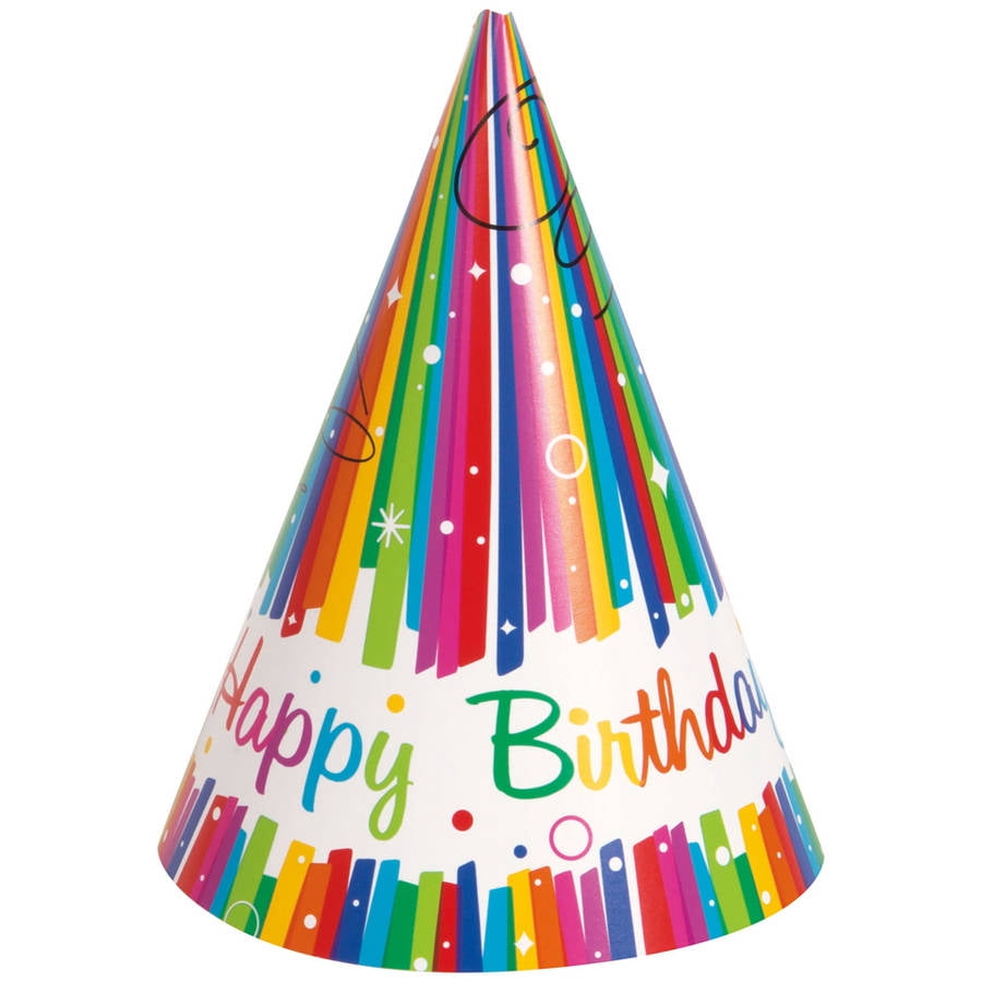 Unique Industries Assorted Colors Striped Party Hats, 8 Count - Walmart.com