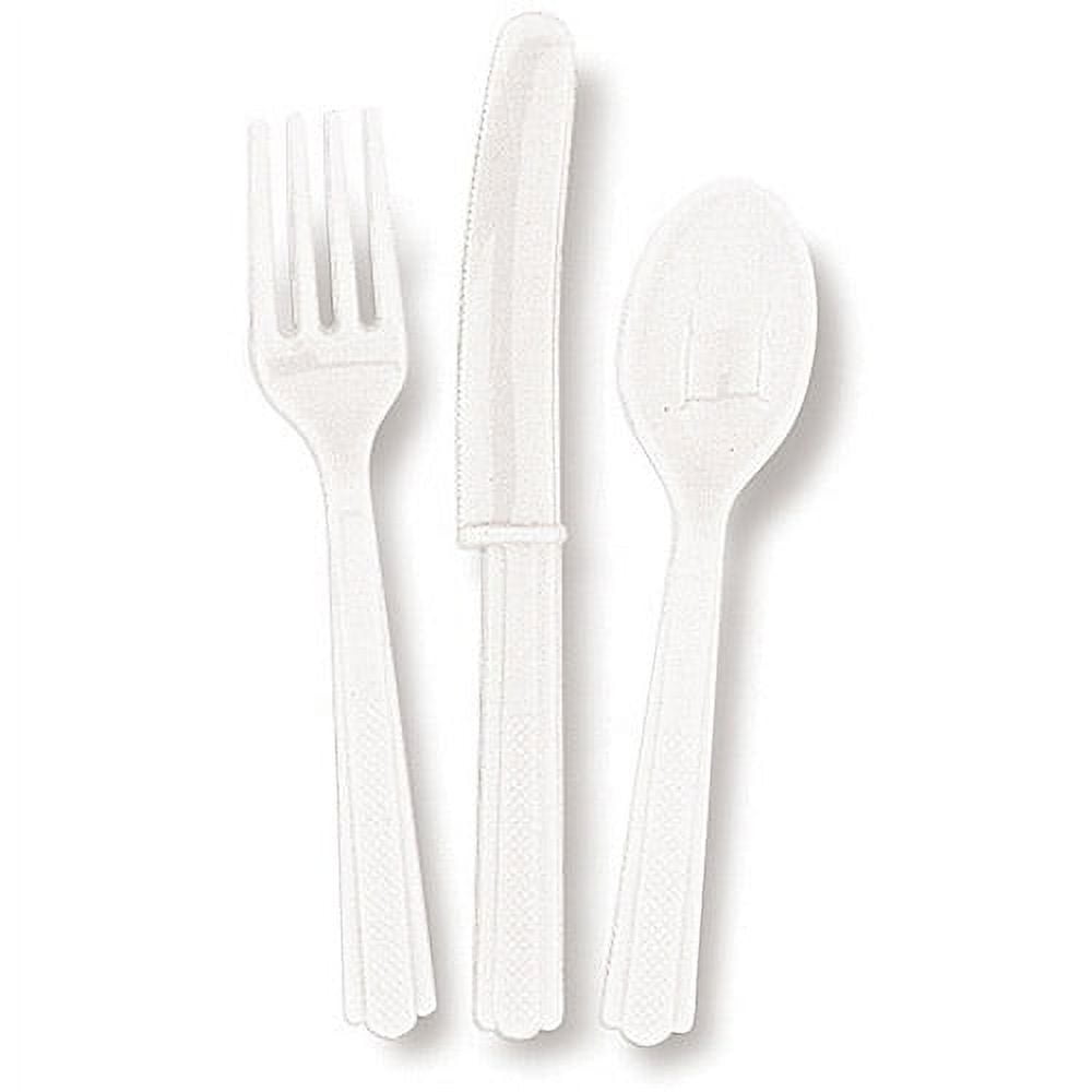 Unique Industries Assorted Plastic Silverware for 6, White, 18pc ...