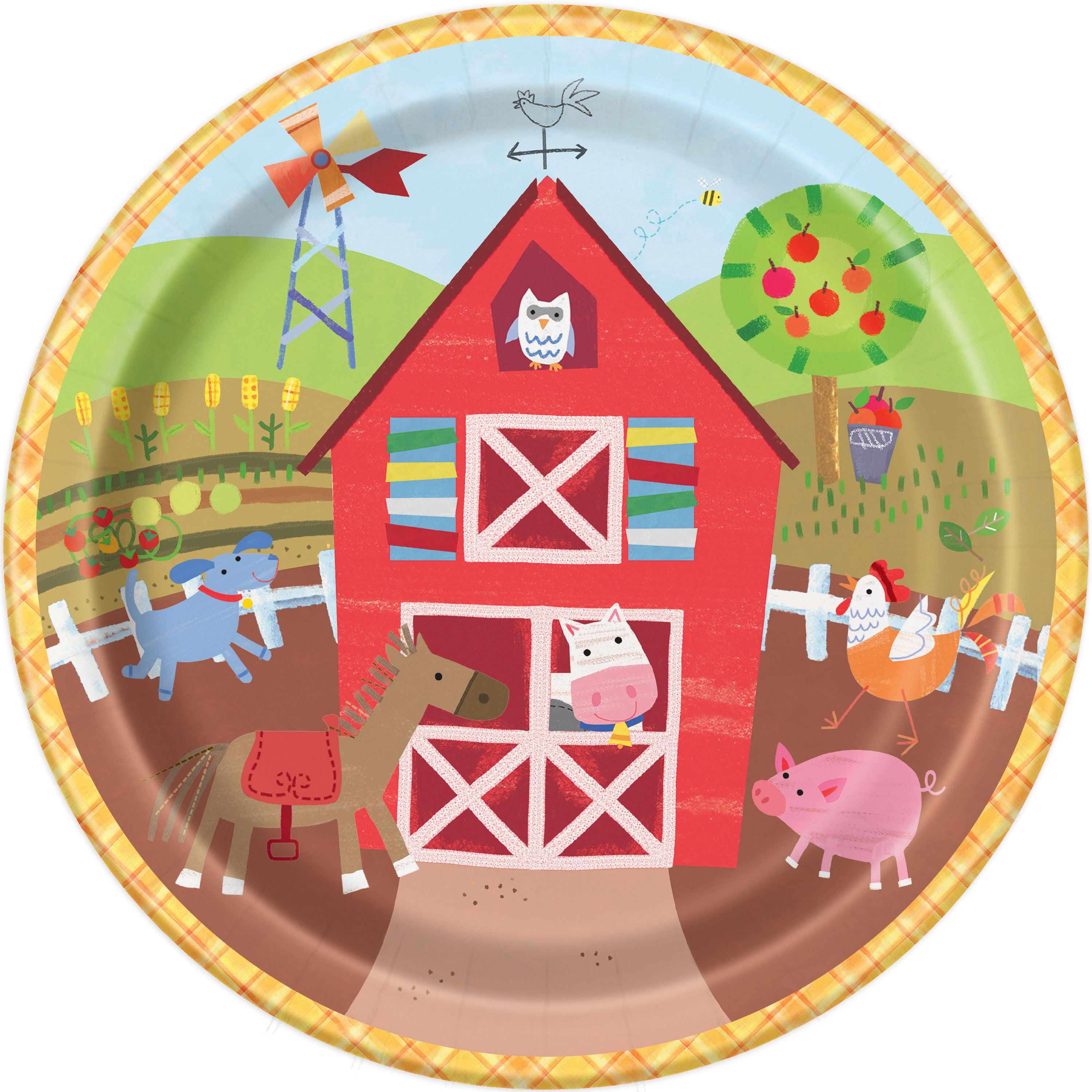 Unique Industries Barnyard Farm Party Paper Dinner Plates, 9 Inch ...
