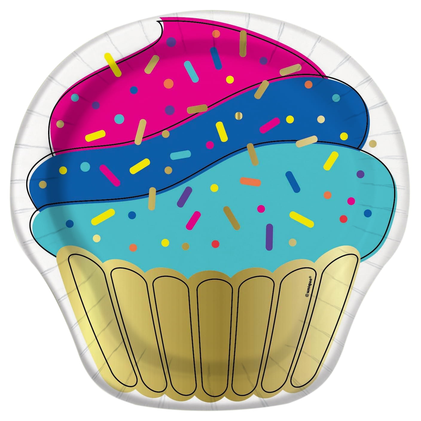 Unique Industries Cupcake Shaped 7" Paper Party Plats (10 Count ...