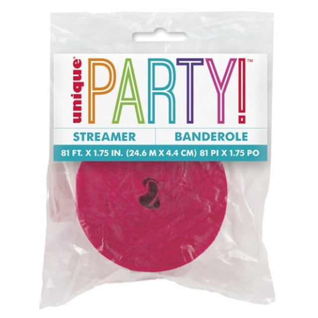 Unique Industries Hot Pink Solid Print Birthday Party Streamers, 1.75"x ...