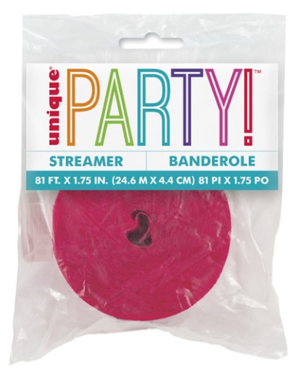 Unique Industries Hot Pink Solid Print Birthday Party Streamers, 1.75"x ...