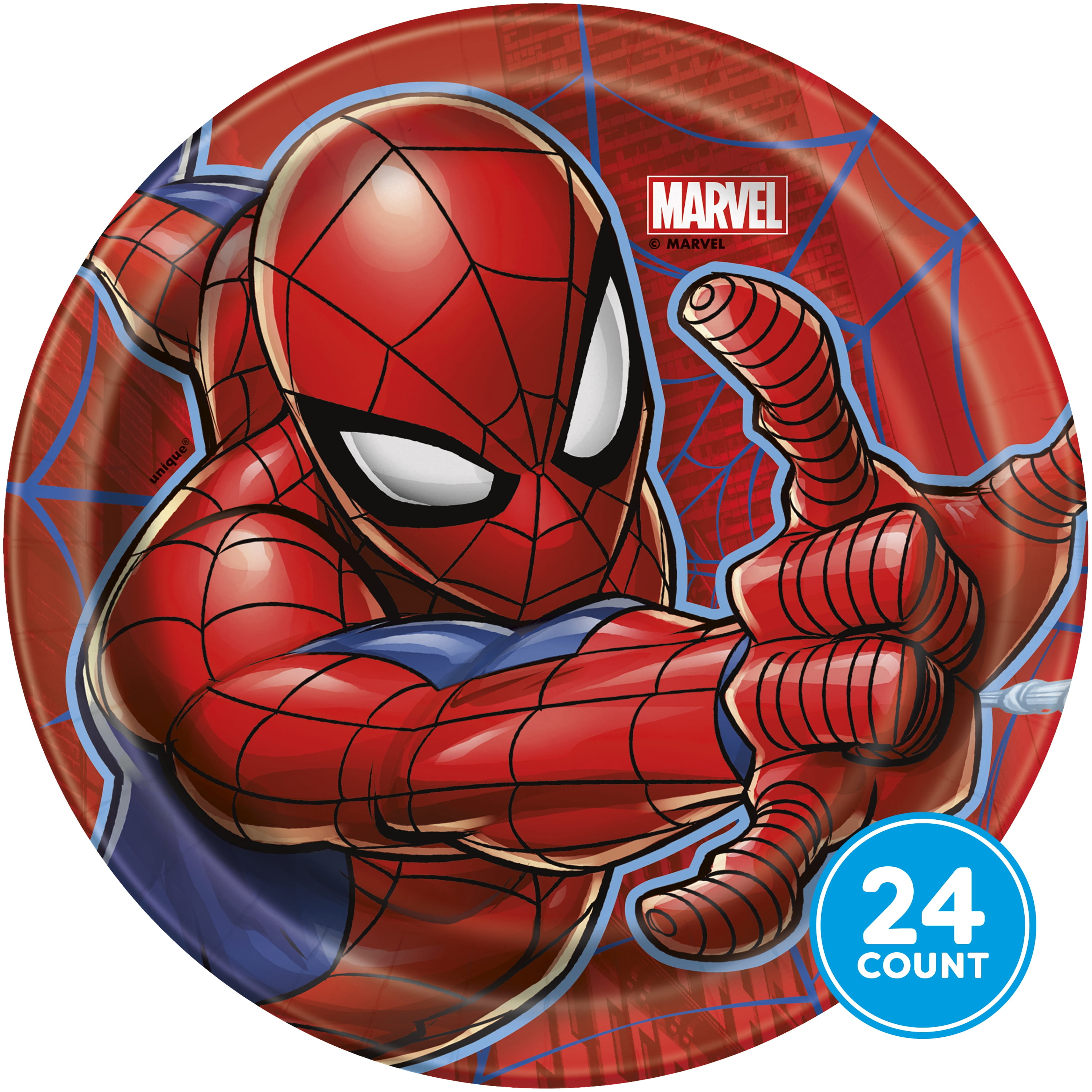 Unique Industries Marvel Spiderman Birthday Paper Dessert Plates, 7 in ...