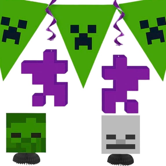 Unique Minecraft Birthday Party Supplies Theme Decor Kit Set, 5 Pcs ...