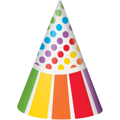 Unique Industries Multi-color Rainbow Birthday Party Hats, 8 Count ...