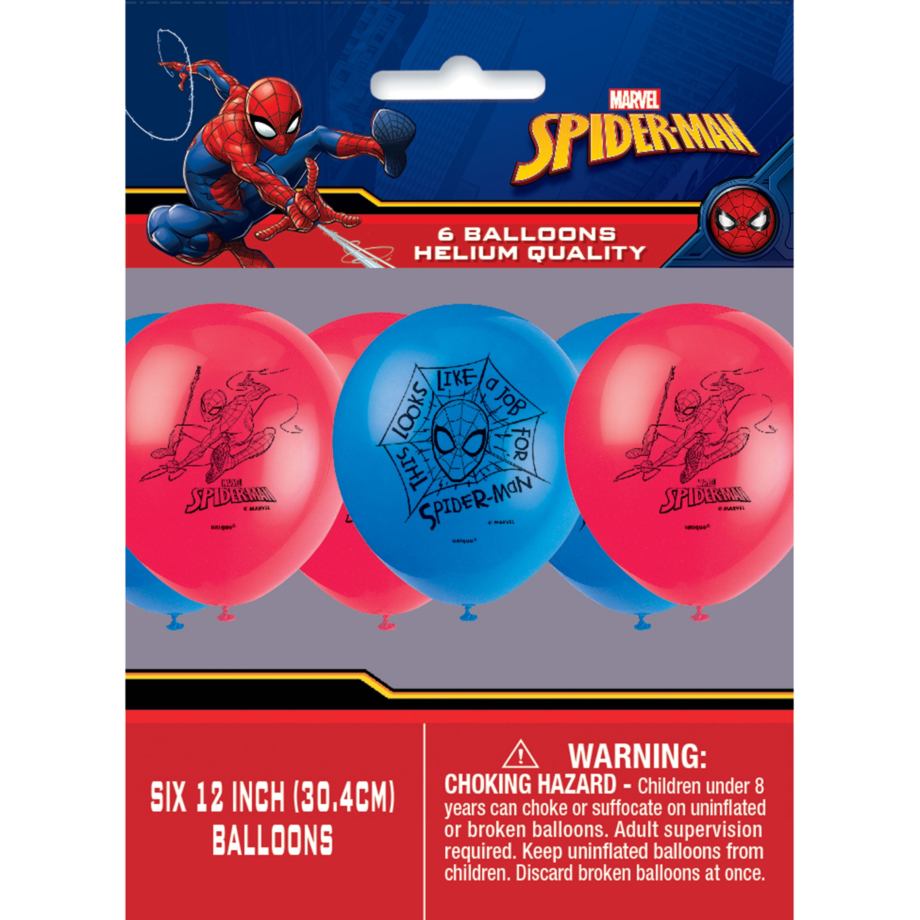 Unique Industries Spiderman Latex 12.00" Multi-color Birthday Balloons ...