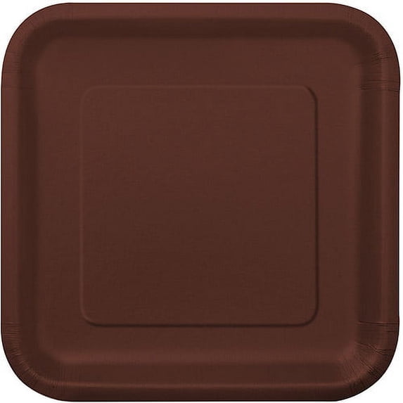 Unique Industries Square Disposable Paper Plates, 9", Brown, 14 Count ...