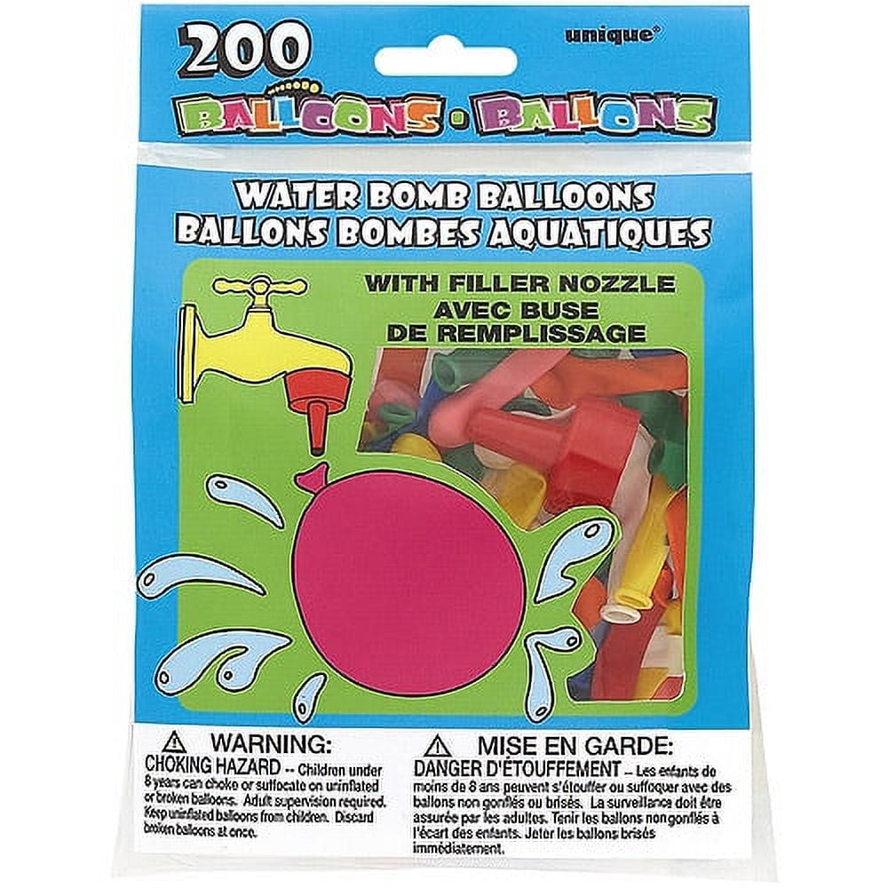 Unique Industries Water Balloons, Assorted Colors, 200ct, Natural ...