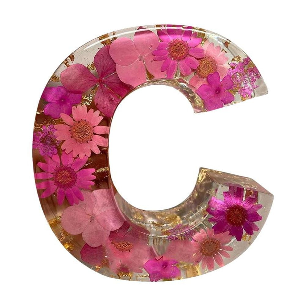 Unique Initial Night Light with Flowers - Cut Glass Resin Design ...