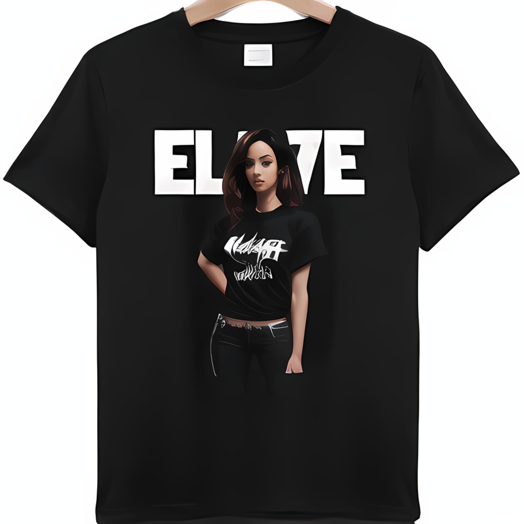 Unique Jenna Ortega Inspired 'ELVE' Black T-Shirt Hand Drawn Scrawly Text & Illustration Trendy ...