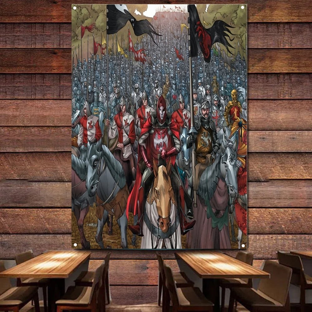 Unique Knights Templar Armor Art Posters Tapestry Vintage Crusader Flag ...
