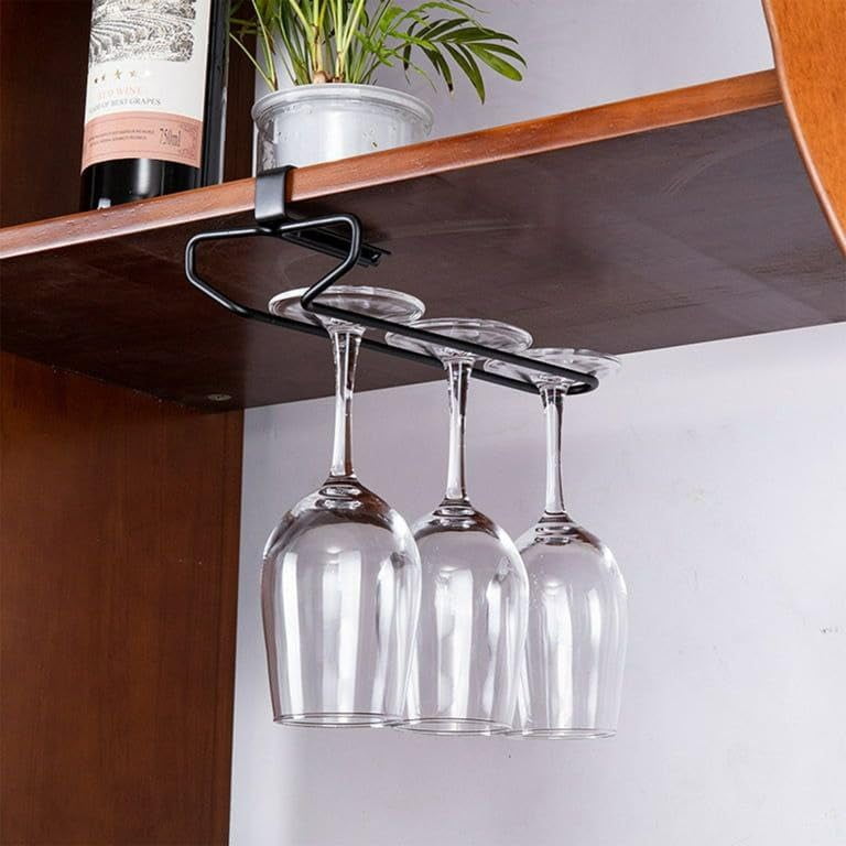 Unique Lifestyle Wine Glass Holder Rack Under Cabinet Single Rail ...