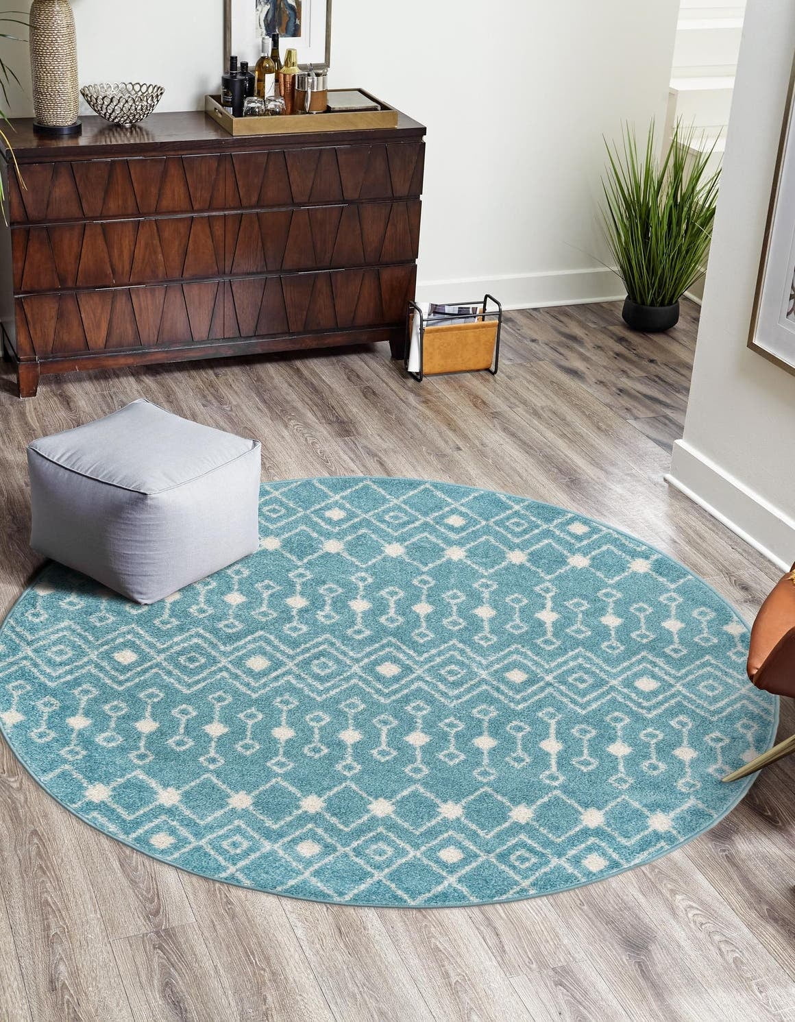 Unique Loom Tribal Trellis Collection Area Rug - Alaoui (3' 3" Round ...