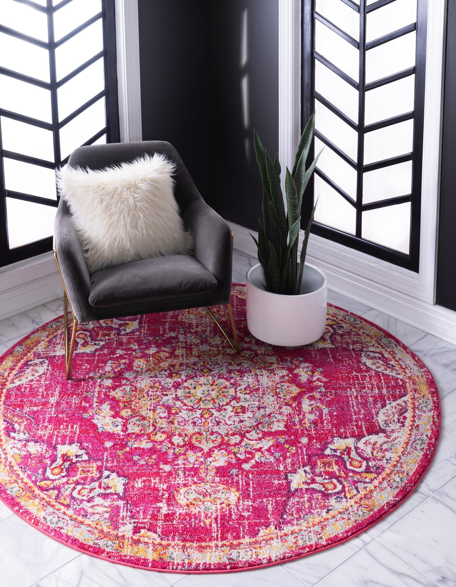 Unique Loom Alexis Penrose Rug , 6' 0" x 6' 0" ,Magenta - Walmart.com