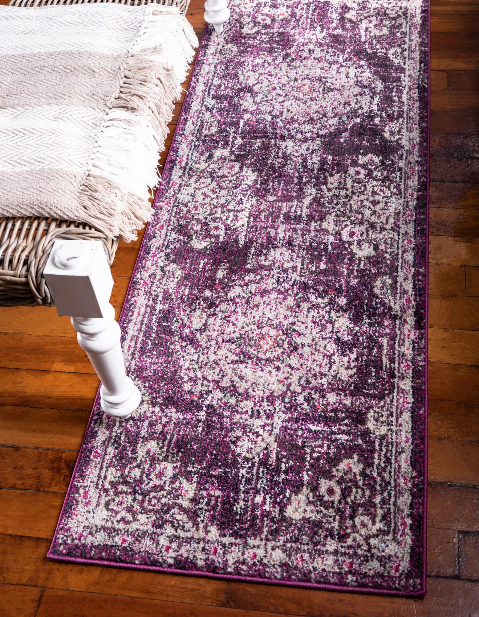 Unique Loom Alexis Penrose Rug Purple/Brown 2' 2" x 6' Runner Medallion ...