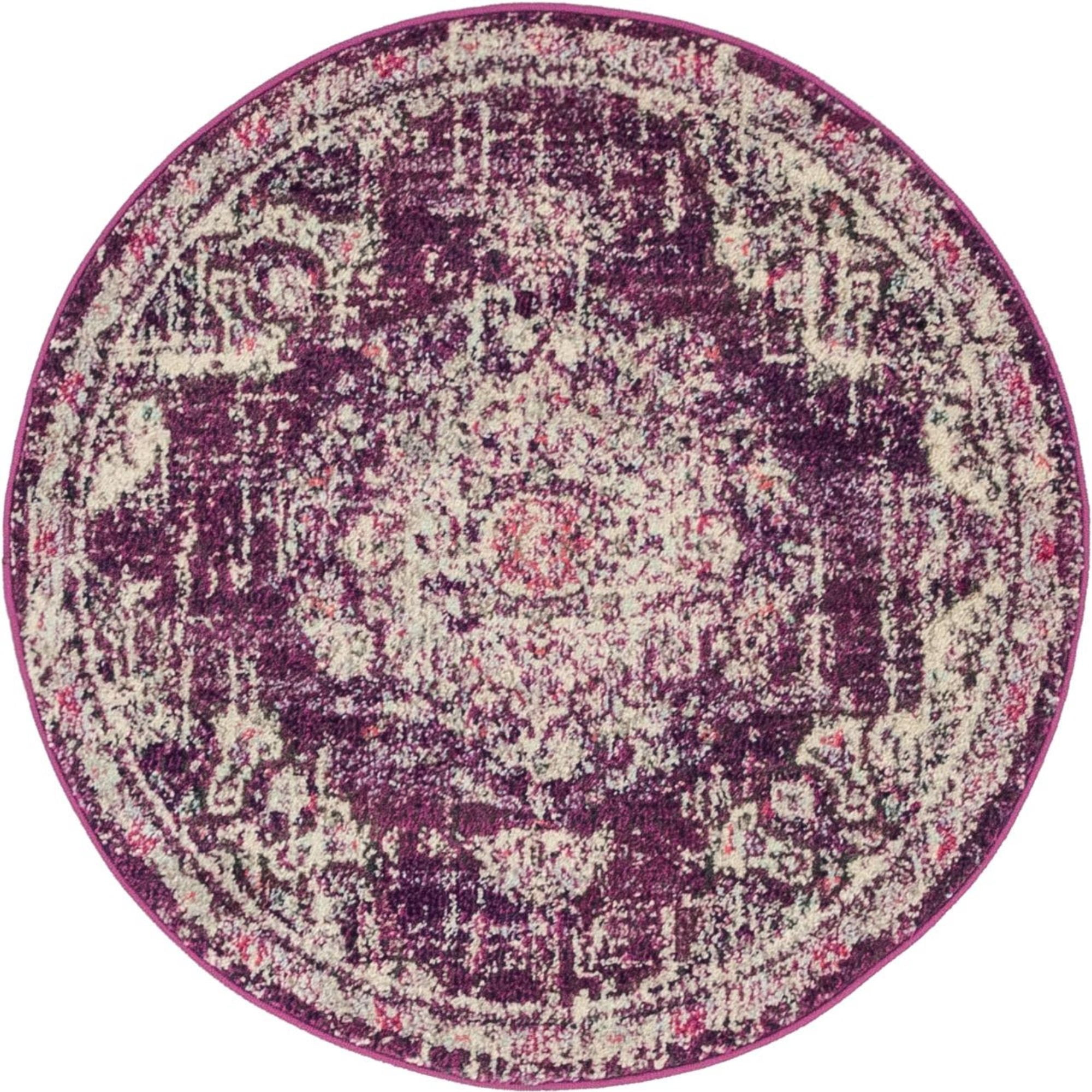 Unique Loom Alexis Penrose Rug Purple/Brown 3' 3" Round Medallion ...