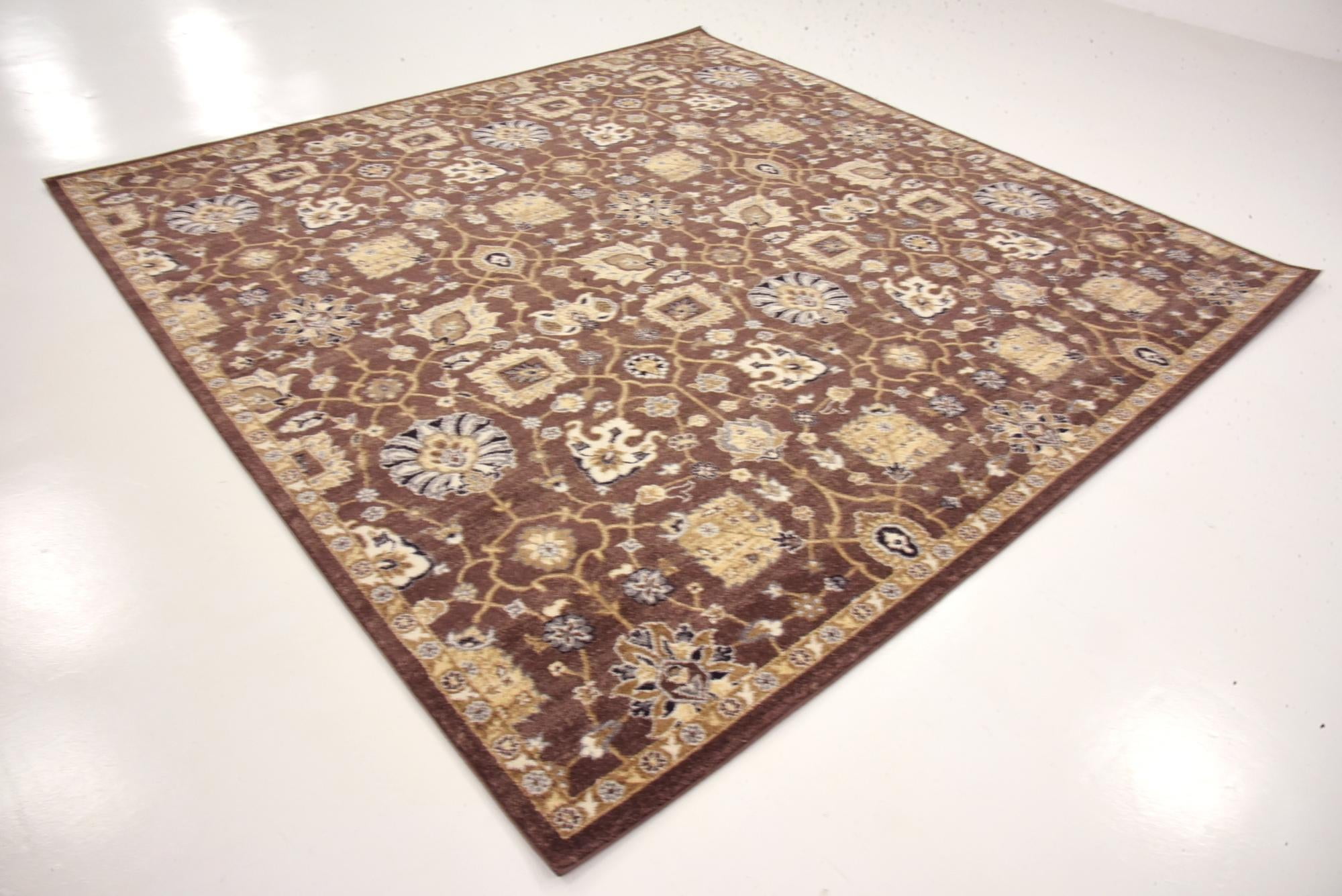 Unique Loom 8' 4 x 8' 4 Brown Floral Tradition Square Rug - Walmart.com
