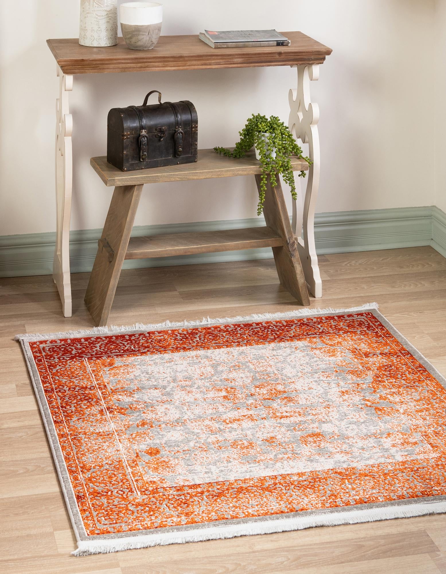 Unique Loom Apollo New Classical Rug Terracotta/Ivory 4' Square Border ...
