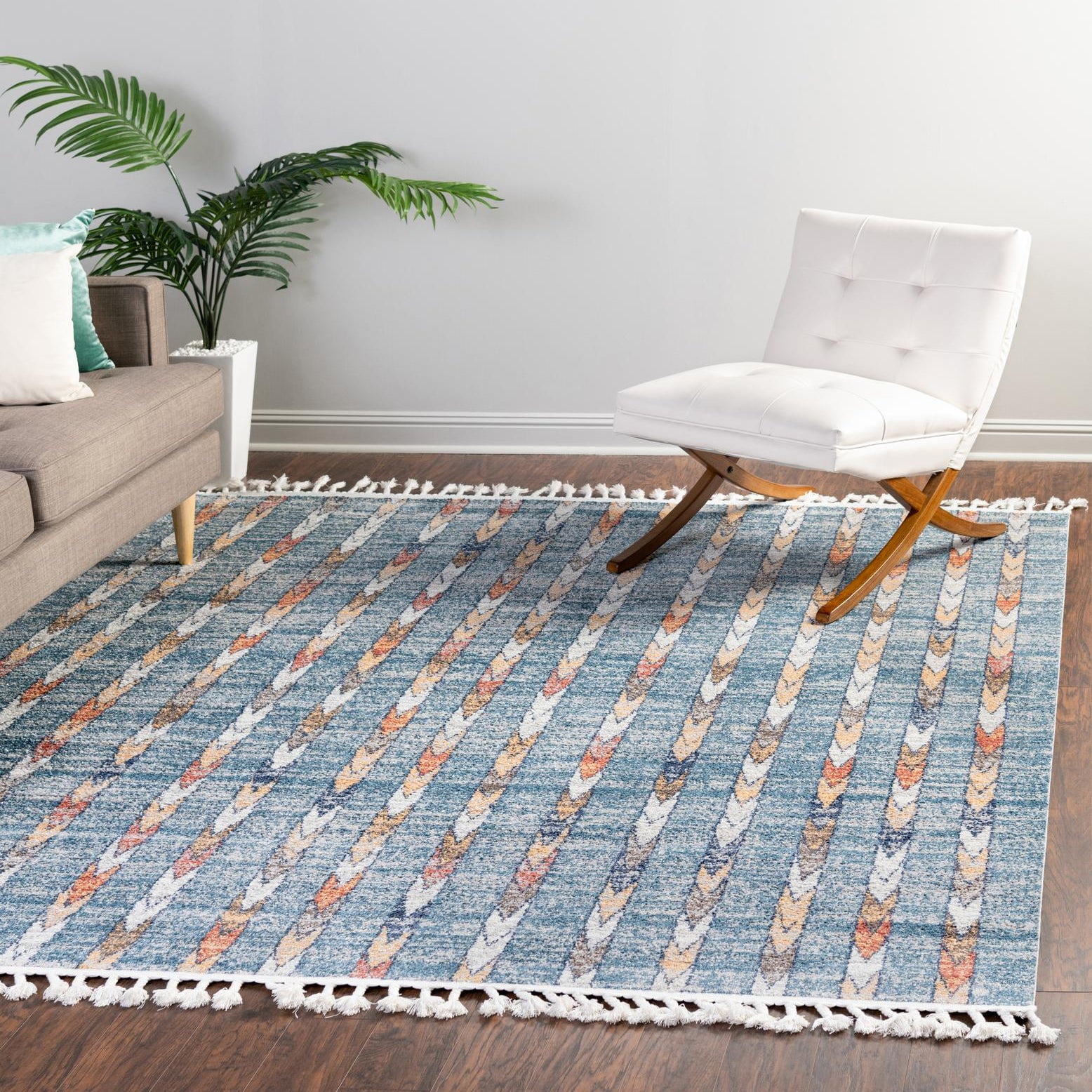 Unique Loom Aramis Collection Area Rug - Aras (7' 10" Square Blue/Beige ...