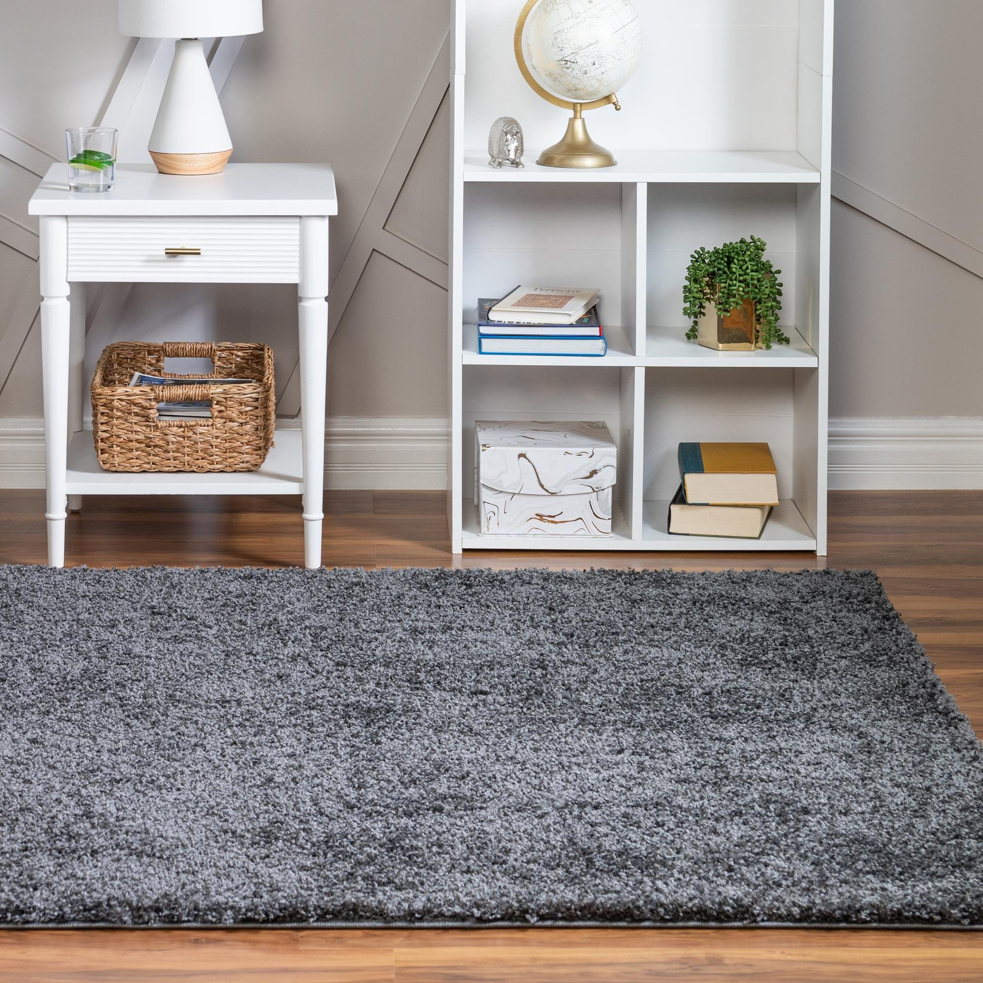 Unique Loom Soft Solid Shag Collection Area Rug - Aras (5' 1" Square ...