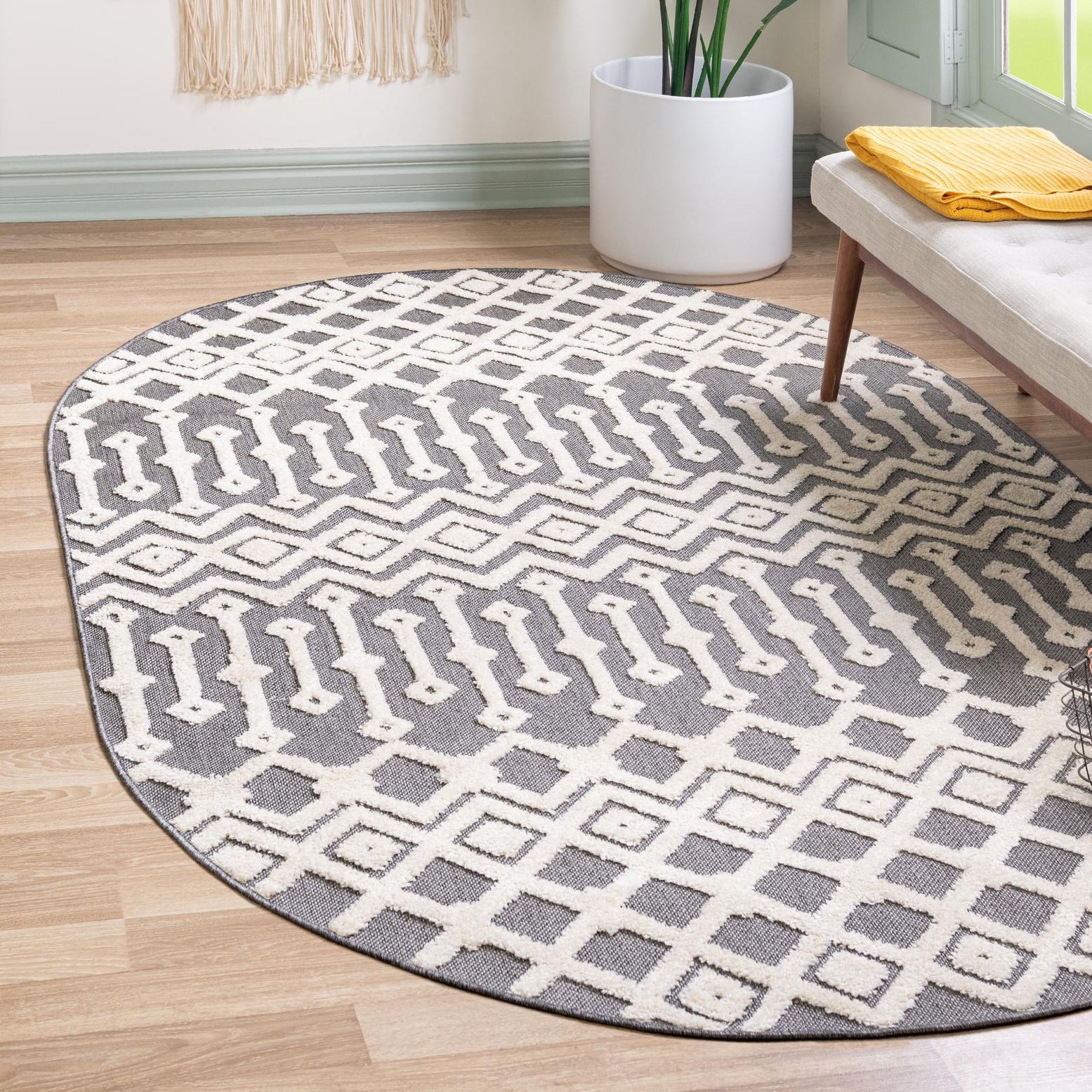 Unique Loom Arlo Collection Area Rug - Lenny (5' 3" x 8' Oval Charcoal ...