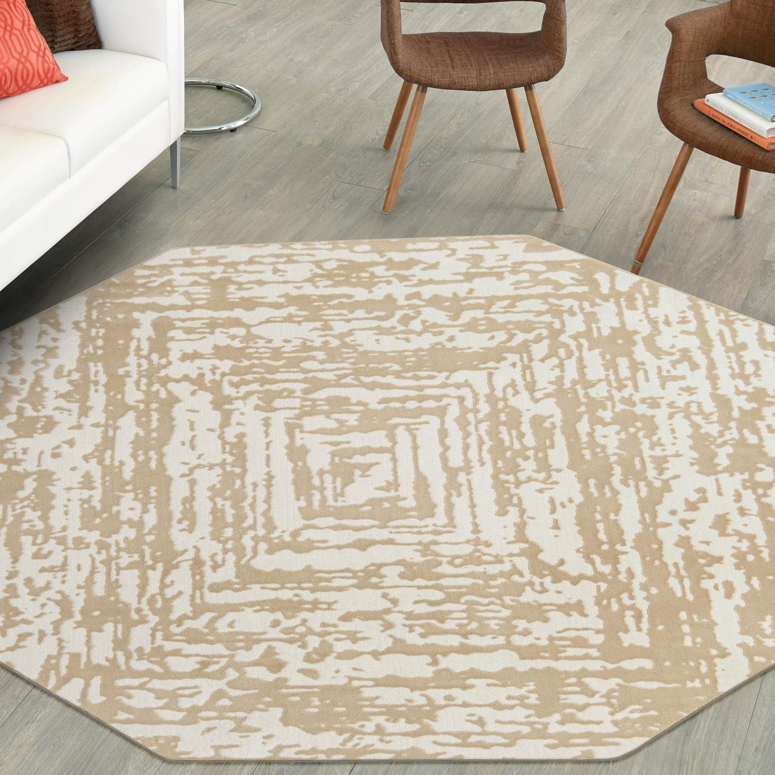 Unique Loom Hermitage Collection Area Rug - Armor (5' 3" Octagon White ...
